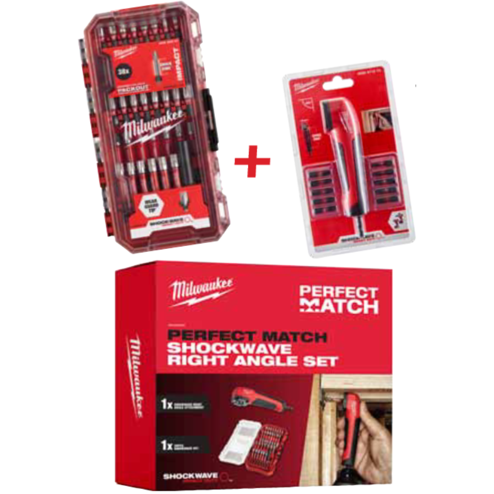 MILWAUKEE - Ugaoni adapter Shockwave + set bitova 38 kom. 4932492656 ...