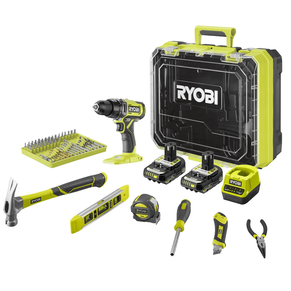 RYOBI - Aku. set alata u koferu (aku. bušilica plus ručni alat i pribor ...